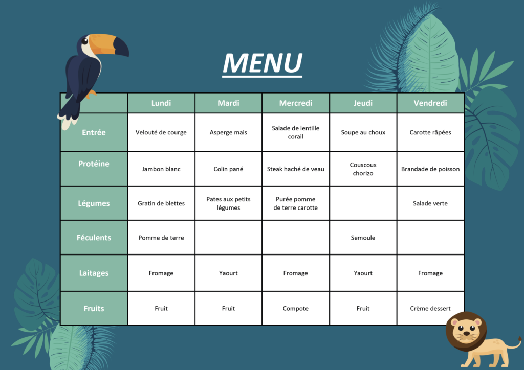 Au menu - Micro-crèches Les DOUDOUS
